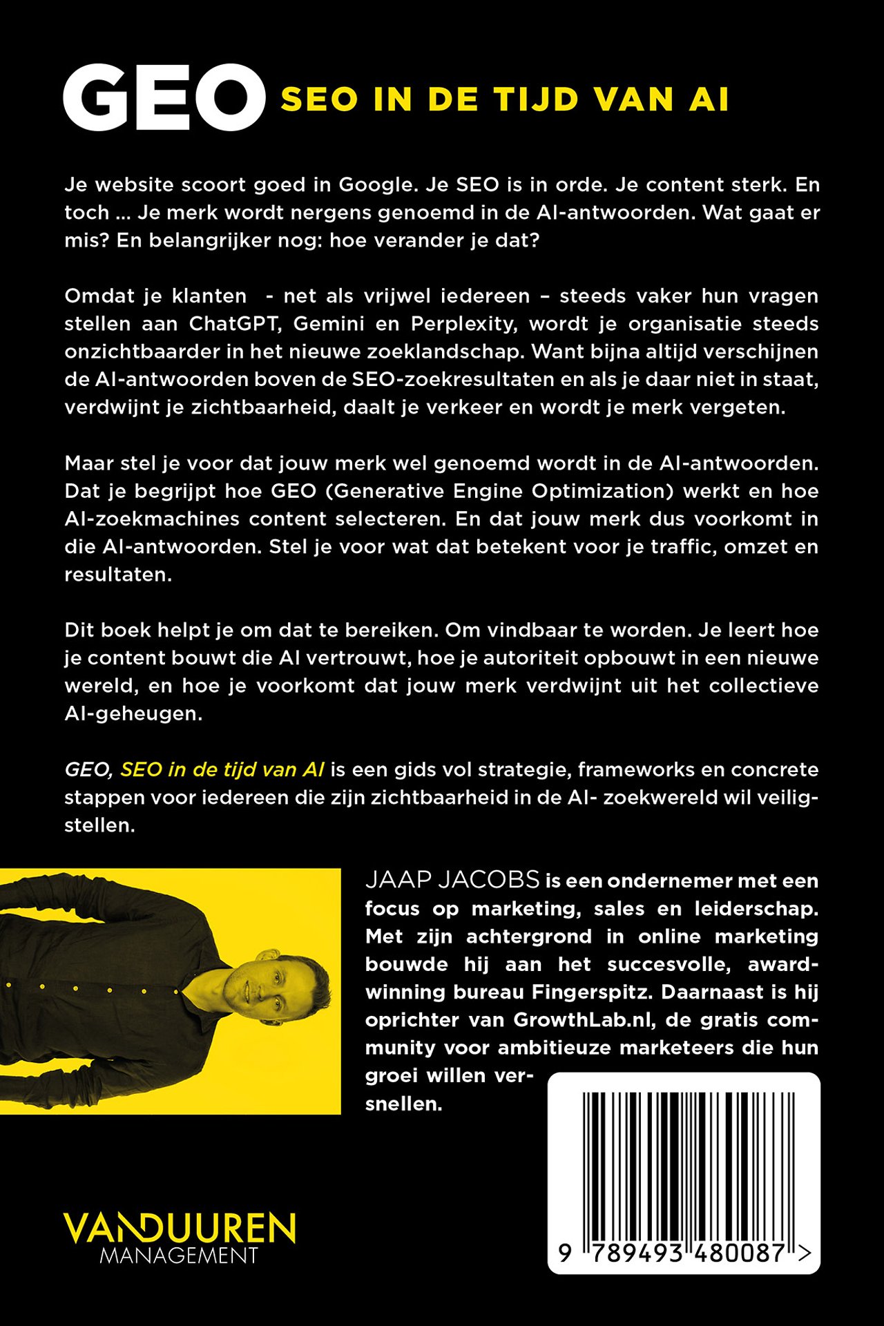 GEO. SEO in de tijd van AI door Jaap Jacobs - Managementboek.nl